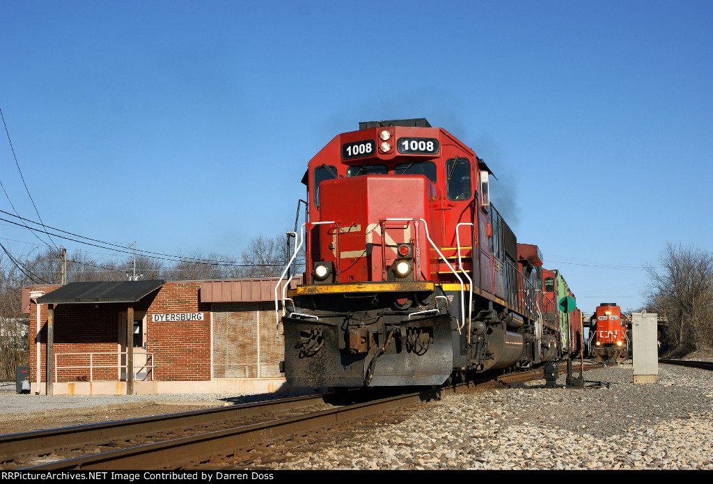 IC 1008 passing the depot at Dyersburg, TN